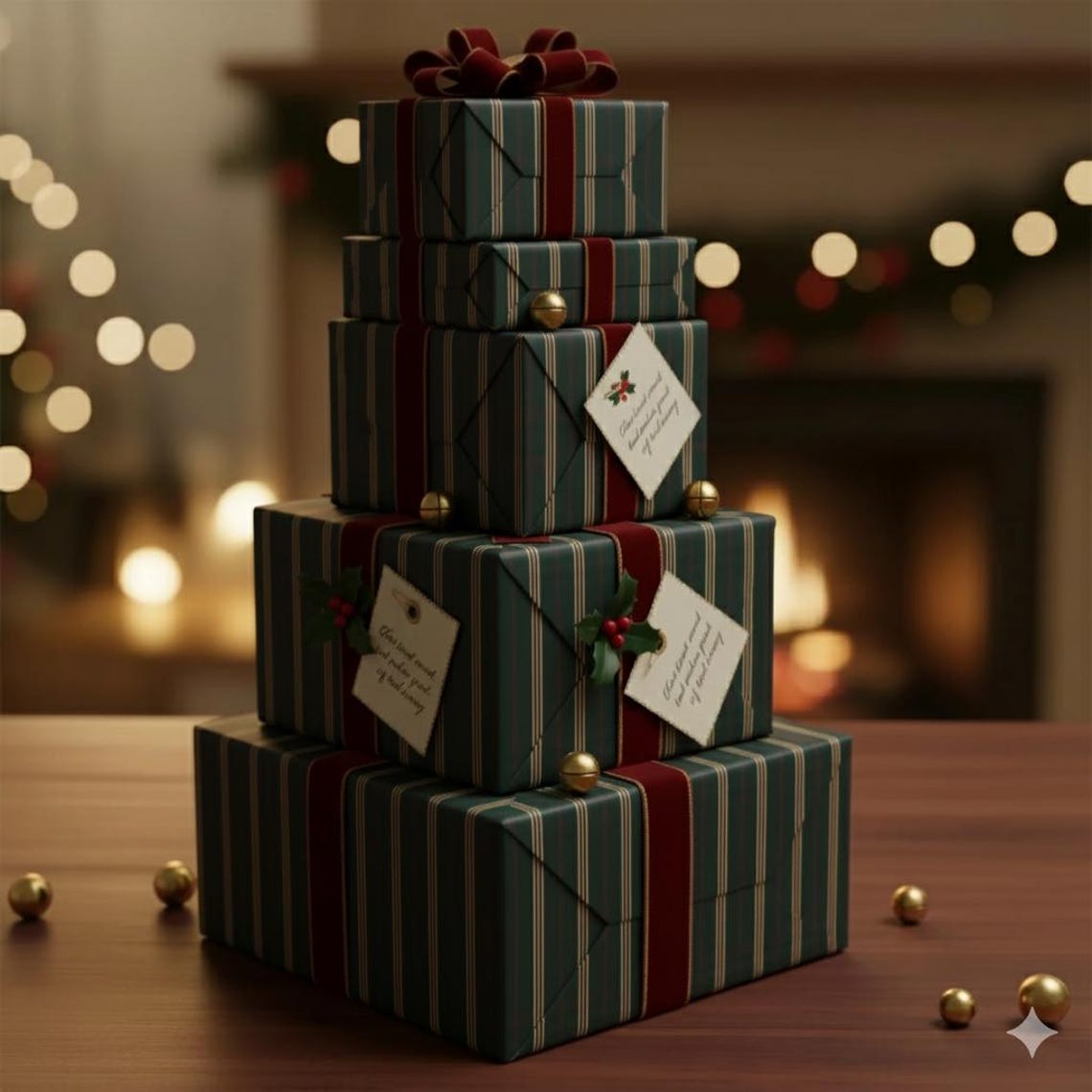 Luxury Christmas Wrapping Paper Green Stripe Designer Gift Wrap Elegant ...