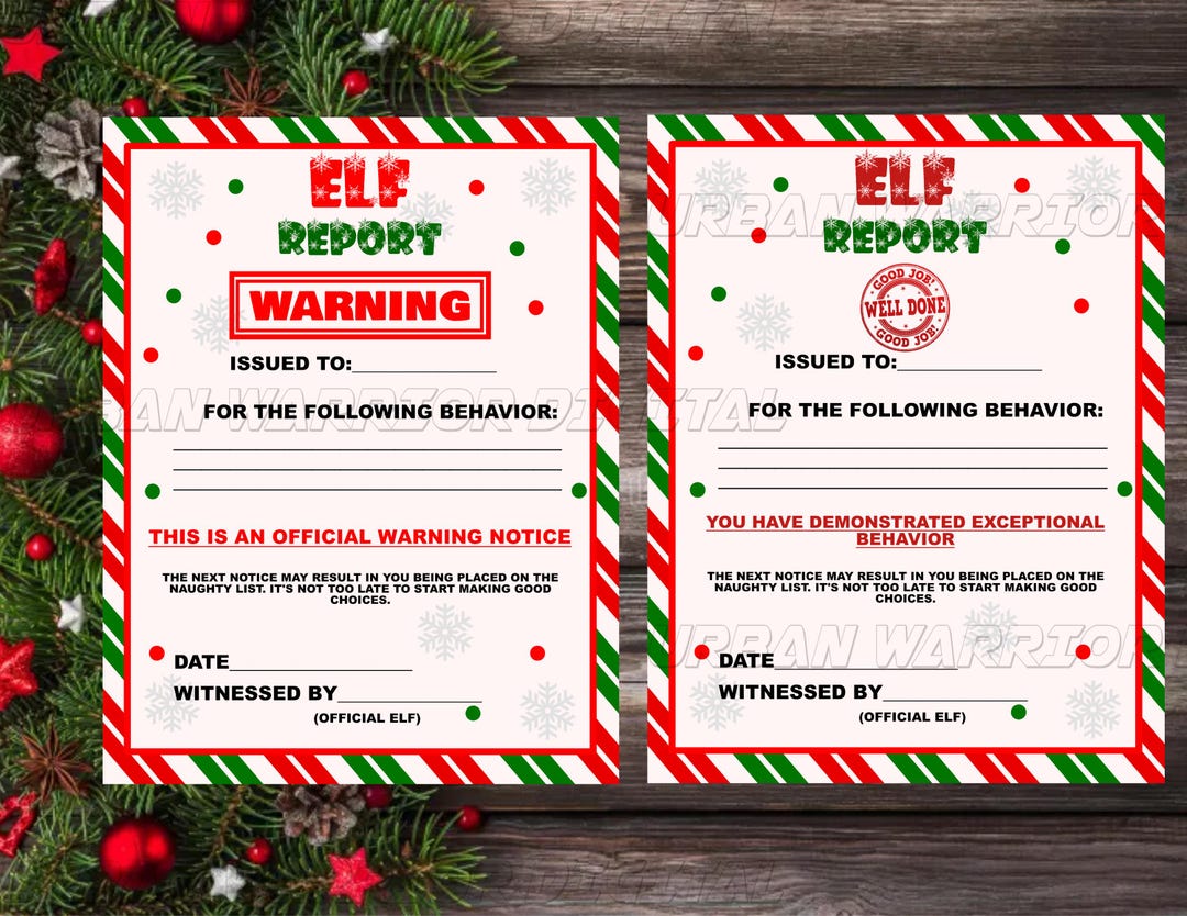 Editable Elf Report Card Printable Elf Reports Christmas Elf Report ...
