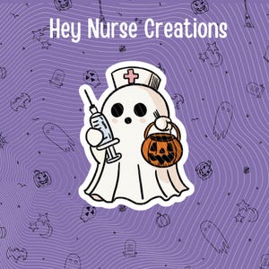 Nurse Ghost Waterproof Sticker: Funny Nursing Humor, Fall Pumpkin - Etsy