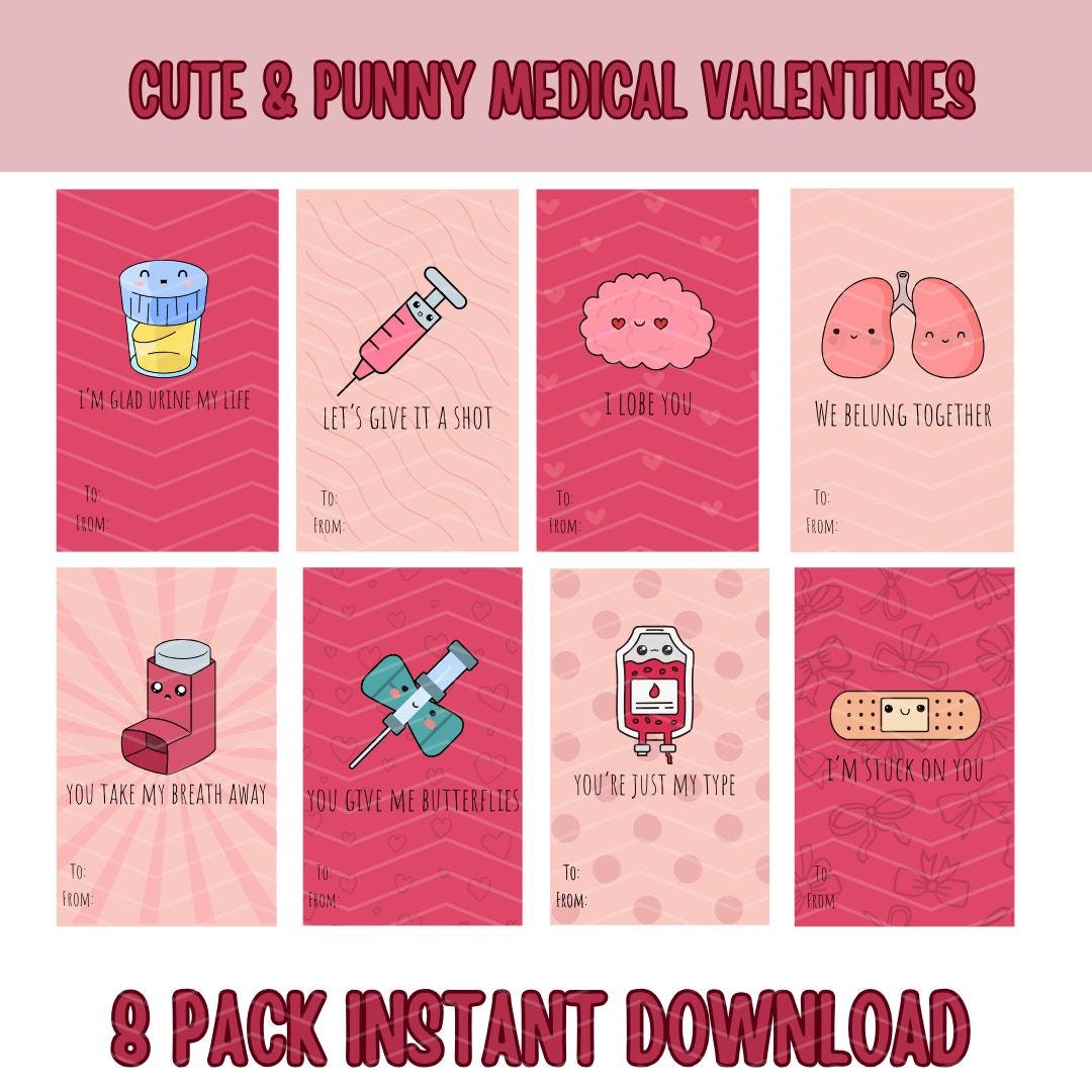 Funny Medical Valentines Day Cards. Medical Pun Valentines. Digital ...