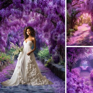 Purple Maternity Background Aesthetic, Floral Backdrop for Wedding ...