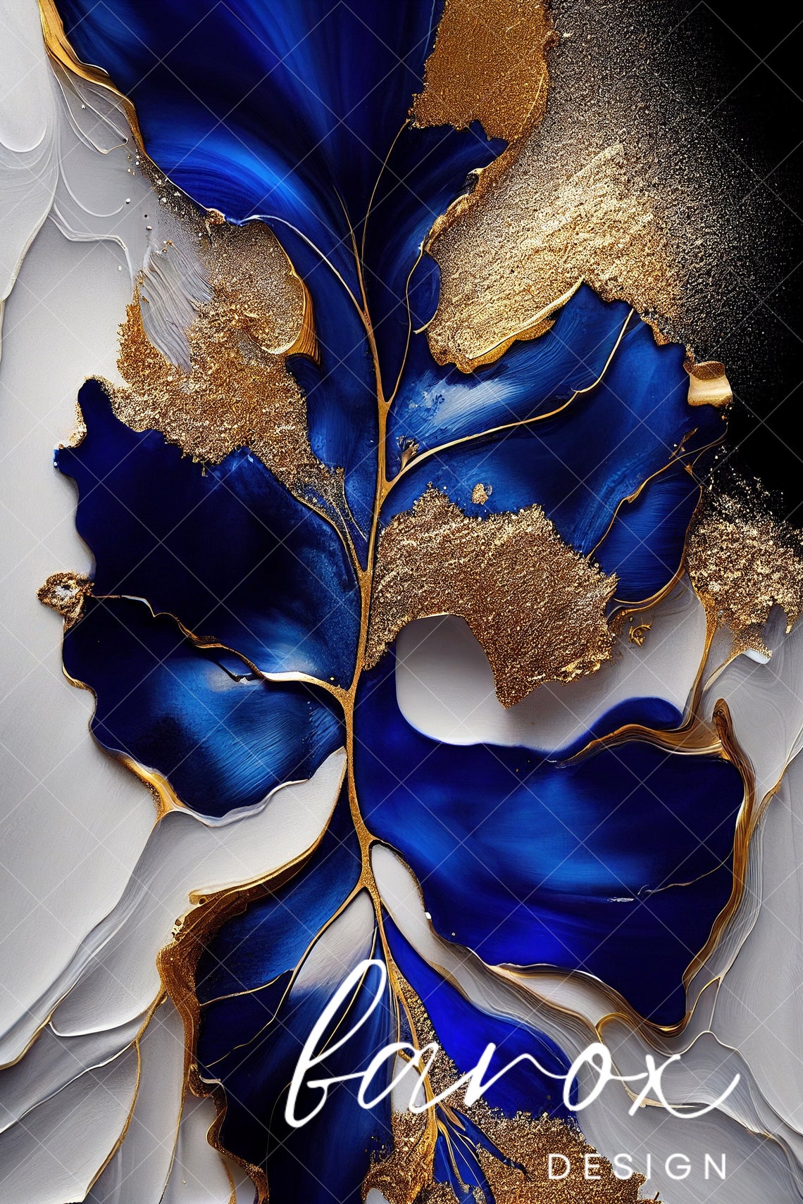 Fluid Art Painting Canvas Acrylic Painting Modern Wall Art Blue and ...