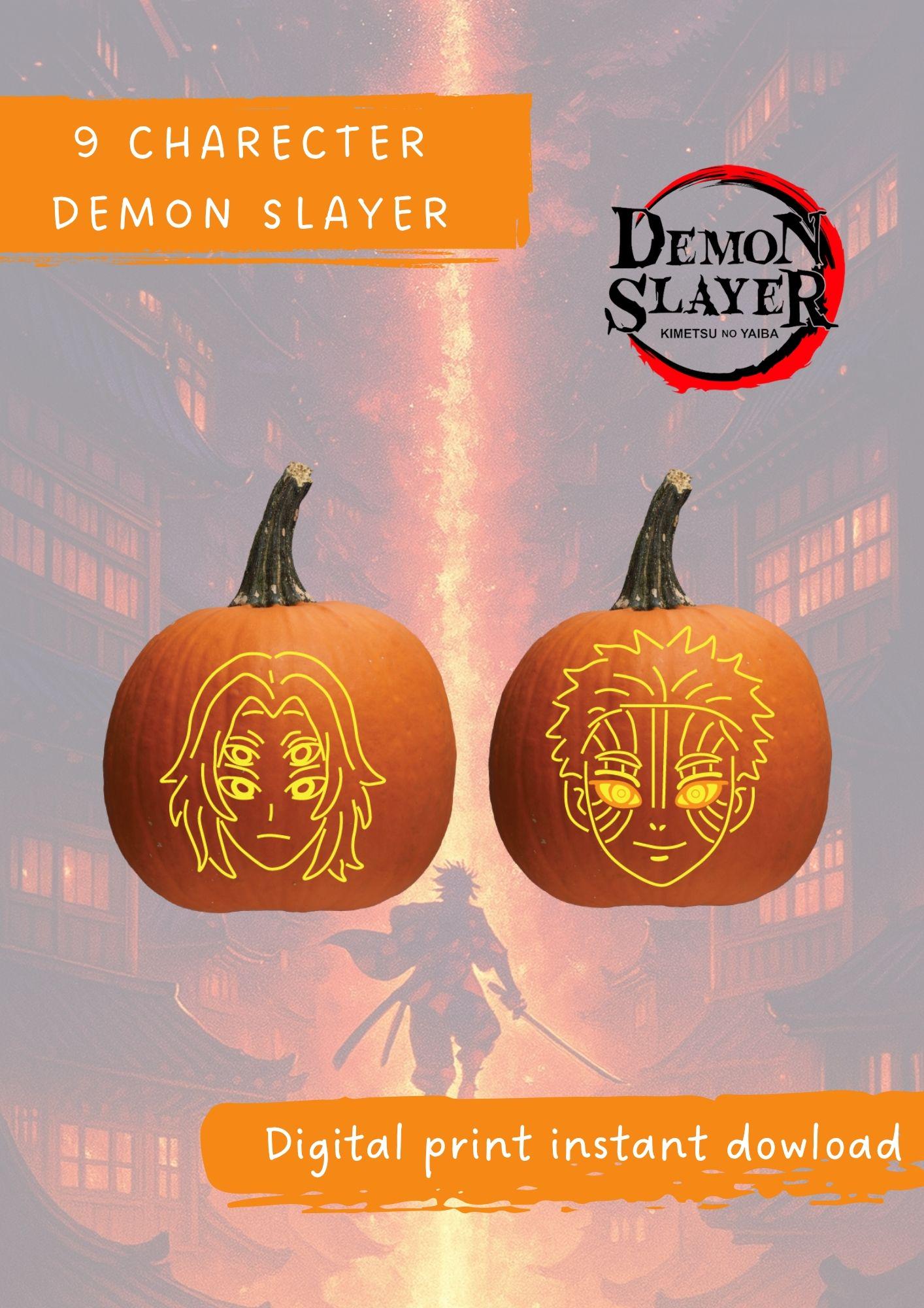 Demon Slayer Pumpkin Stencil Set | 9 Character Carving Templates ...