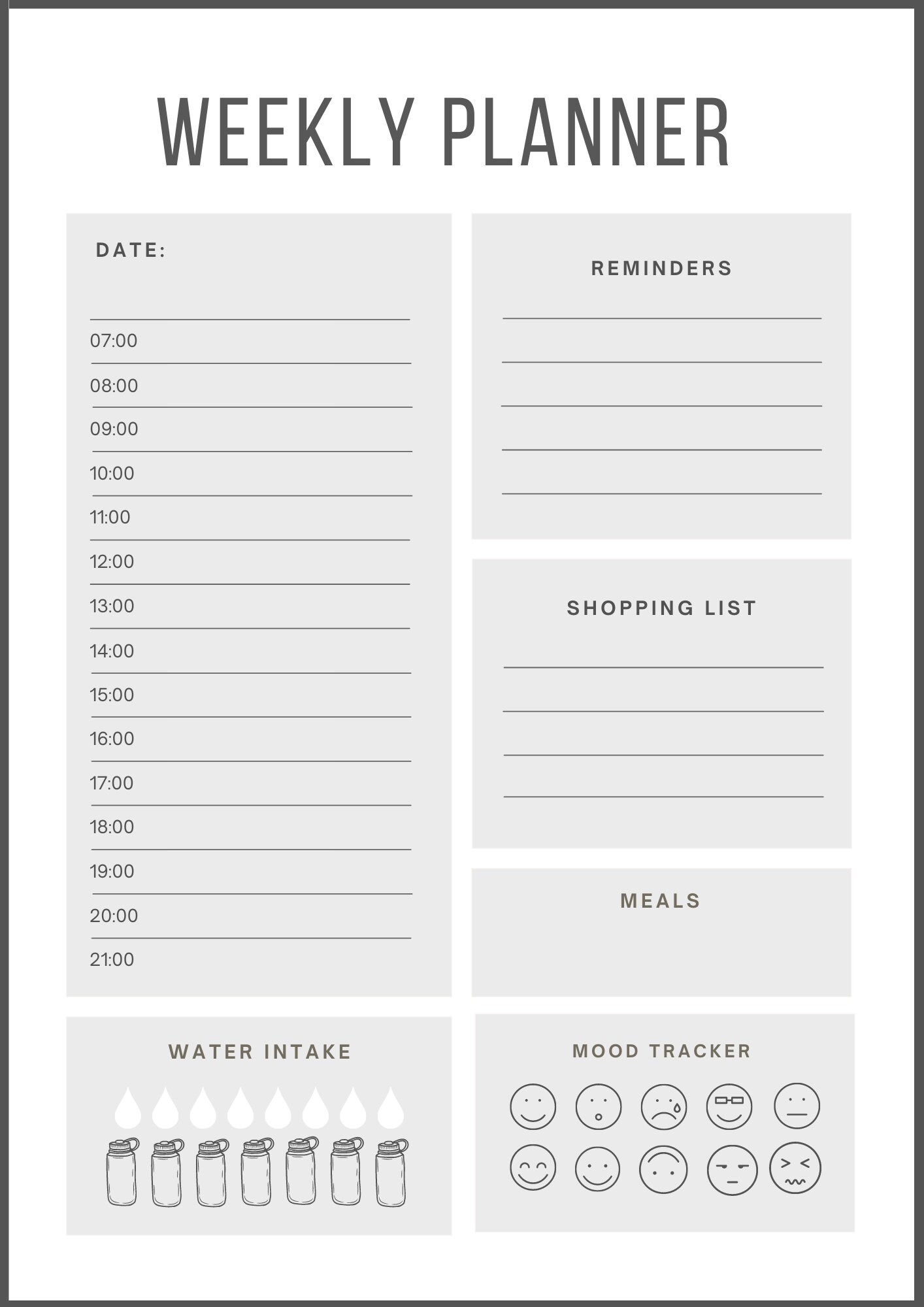 Weekly Schedule, Instant Download, Minimal Work, Printable - Etsy