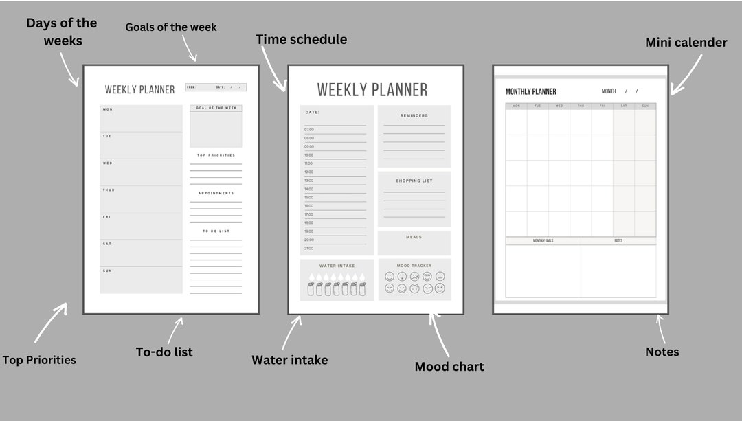 Weekly Schedule, Instant Download, Minimal Work, Printable - Etsy
