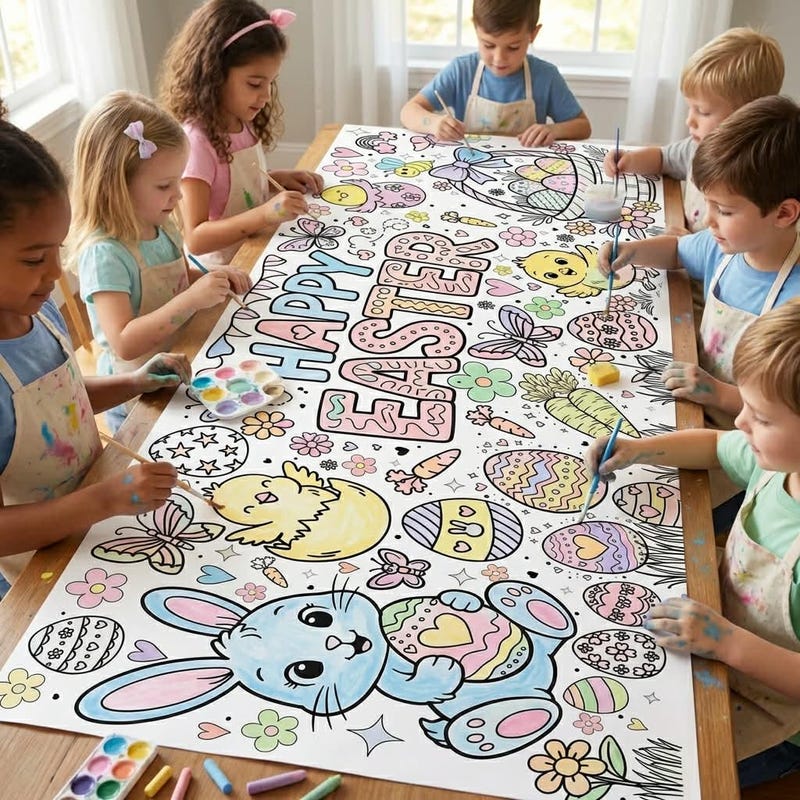 Easter Banner Coloring - Etsy