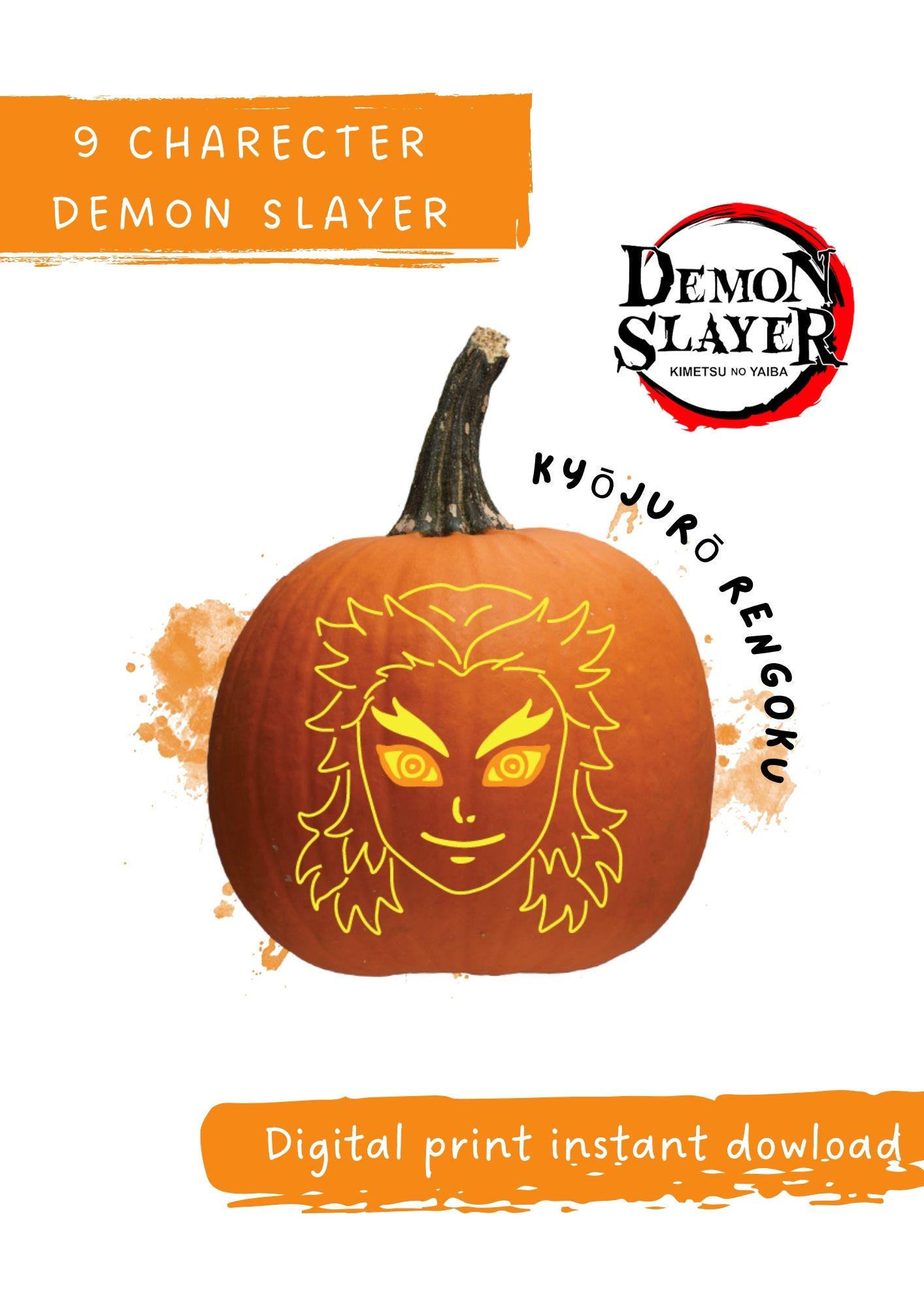 Demon Slayer Pumpkin Stencil Set | 9 Character Carving Templates ...