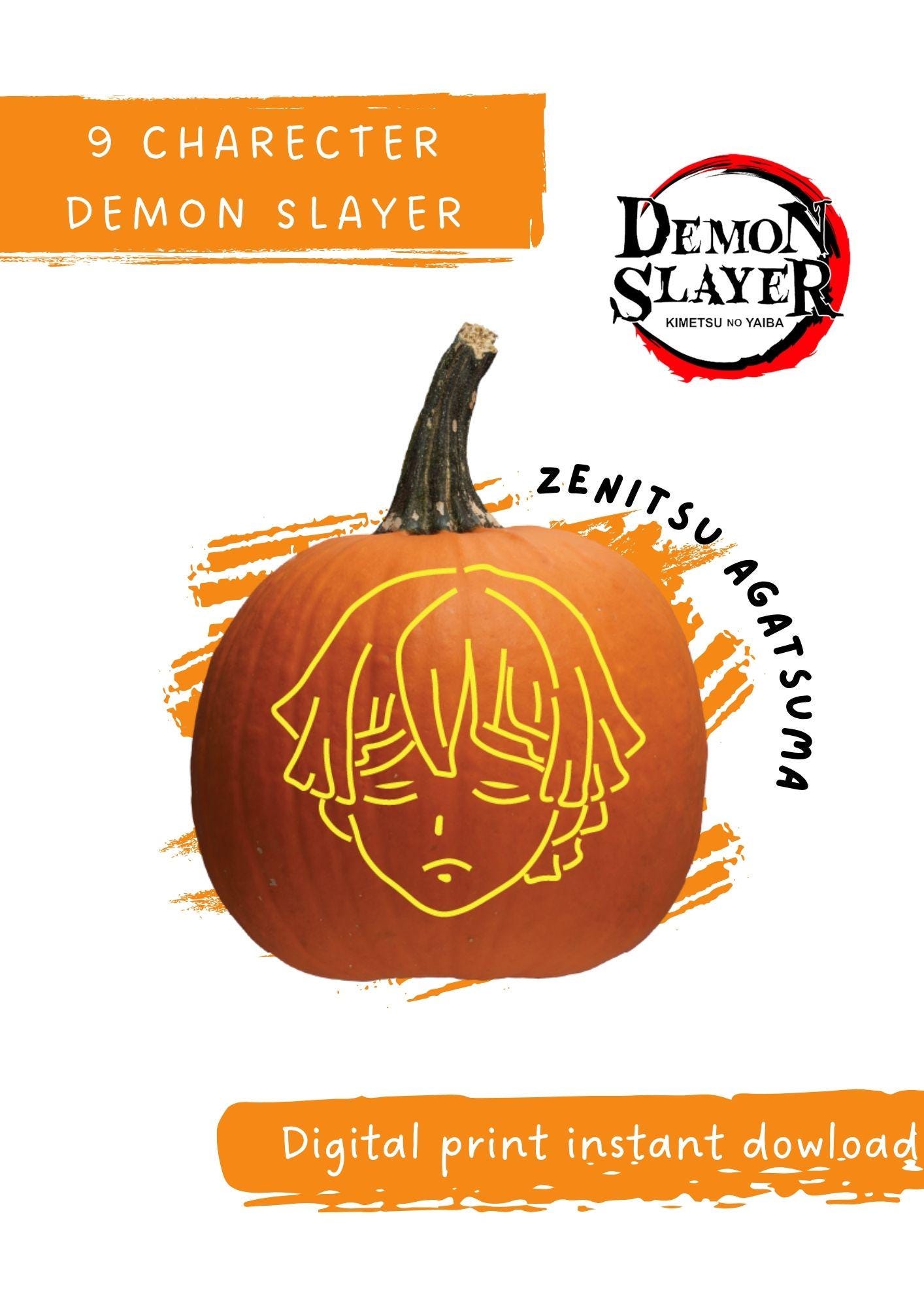 Demon Slayer Pumpkin Stencil Set | 9 Character Carving Templates ...