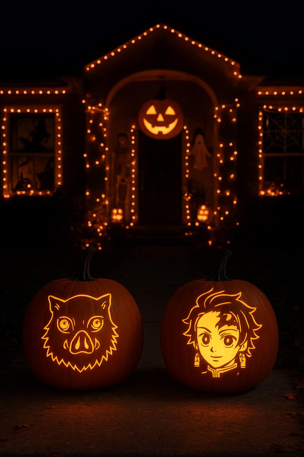 Demon Slayer Pumpkin Stencil Set | 9 Character Carving Templates ...