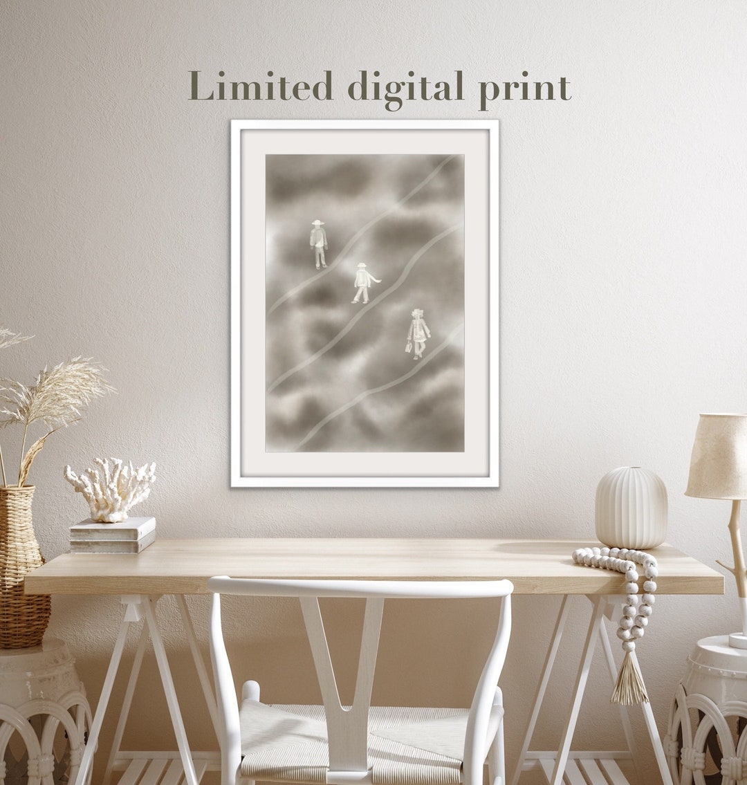 Minimalistic People Digital Print, Beige People Digital Print, Limited ...