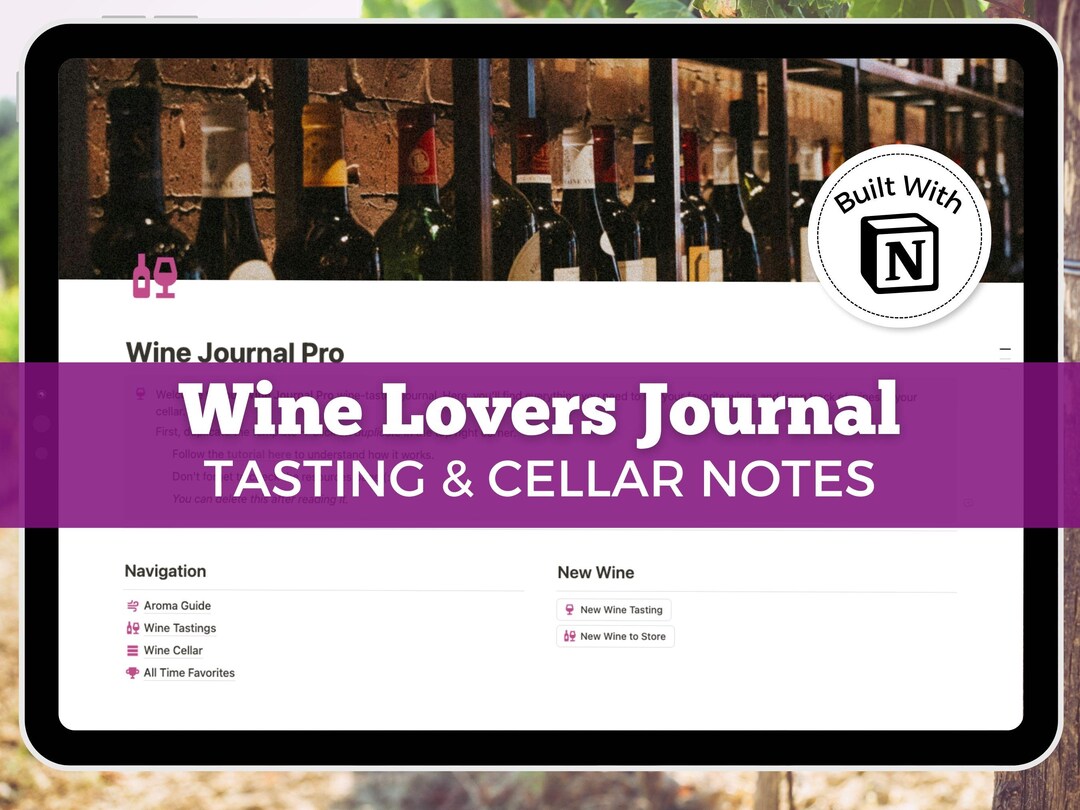 Wine Journal Pro Notion Template Digital Wine Tasting Journal Wine