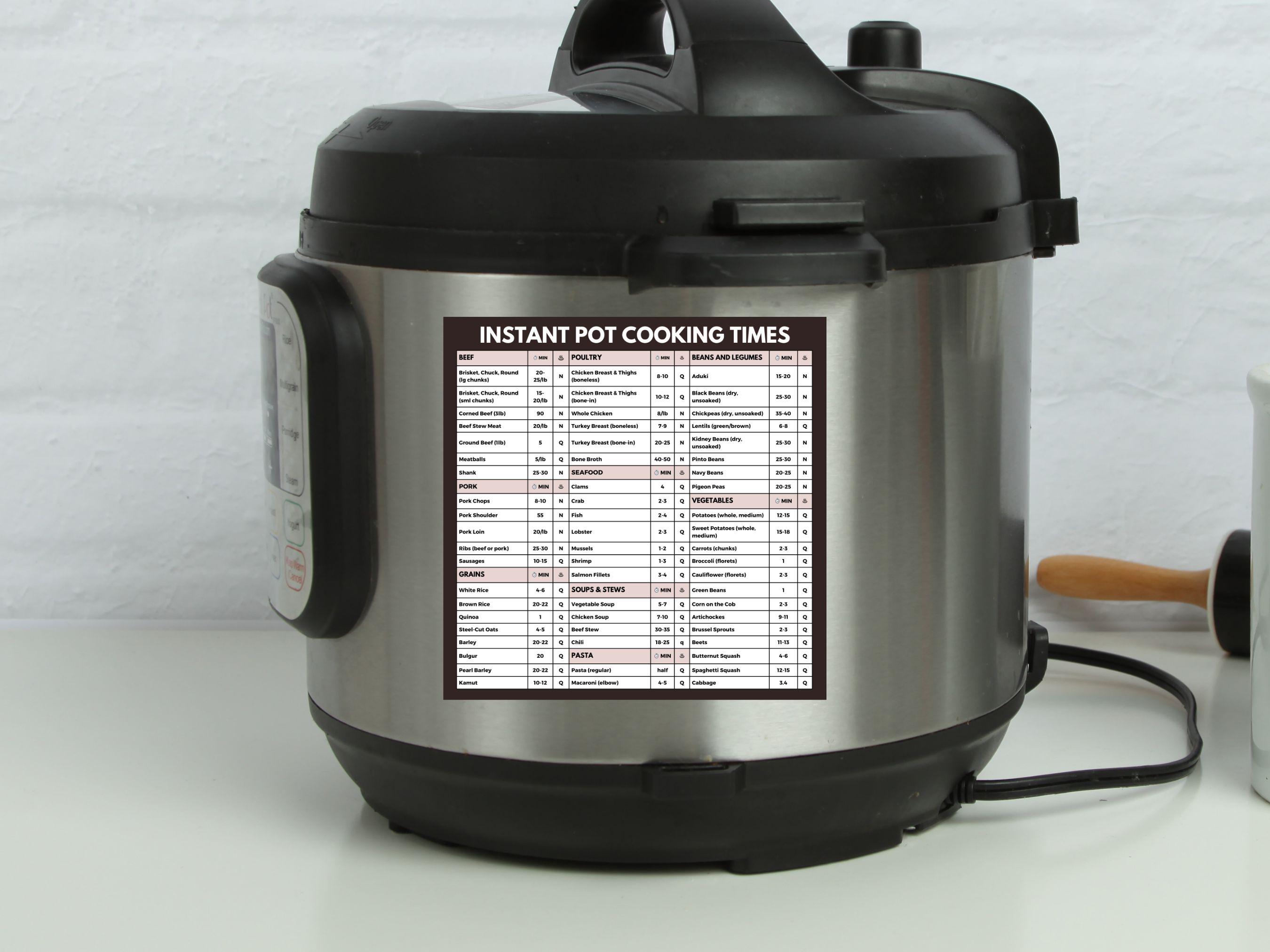 Instant Pot Cooking Times Magnet | Pressure Cooker Cheat Sheet - Etsy