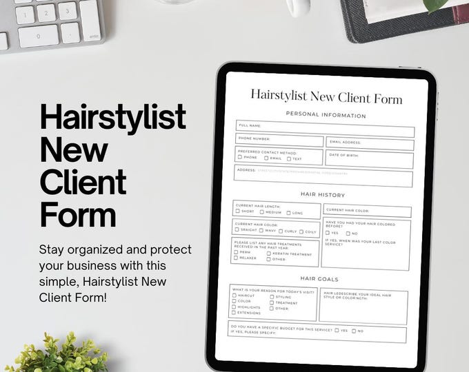 Hair Salon Client Intake Form Canva Template PDF Editable Hair Stylist ...