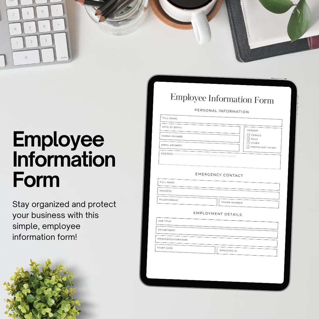 Employee Information Form Template | Editable Business Agreement PDF ...