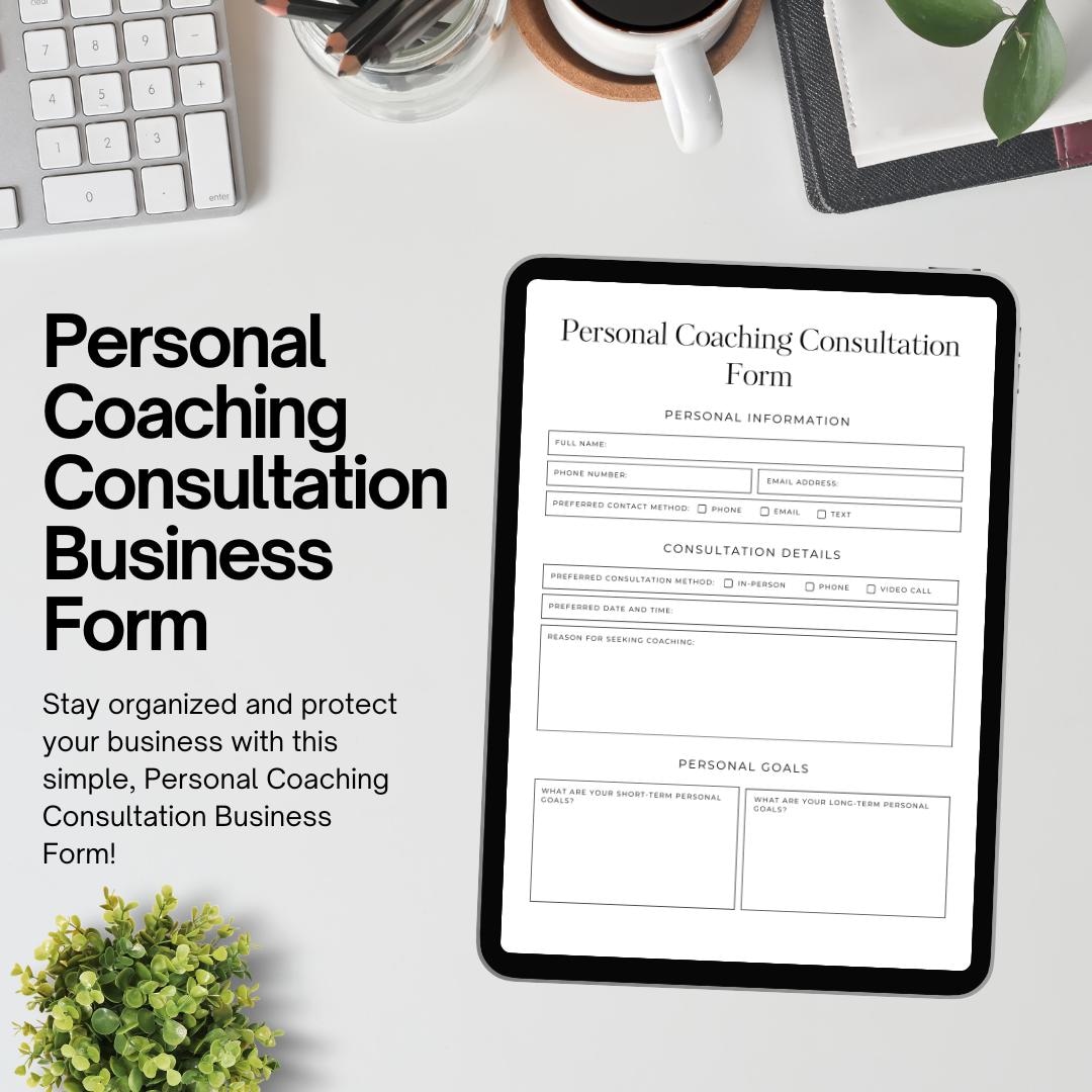 Personal Coach Consultation Form Template | Editable Business Agreement ...