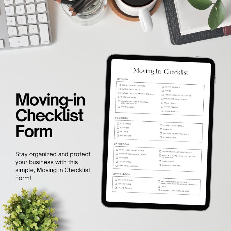 Moving in Checklist Form Template | Editable Business Agreement PDF ...