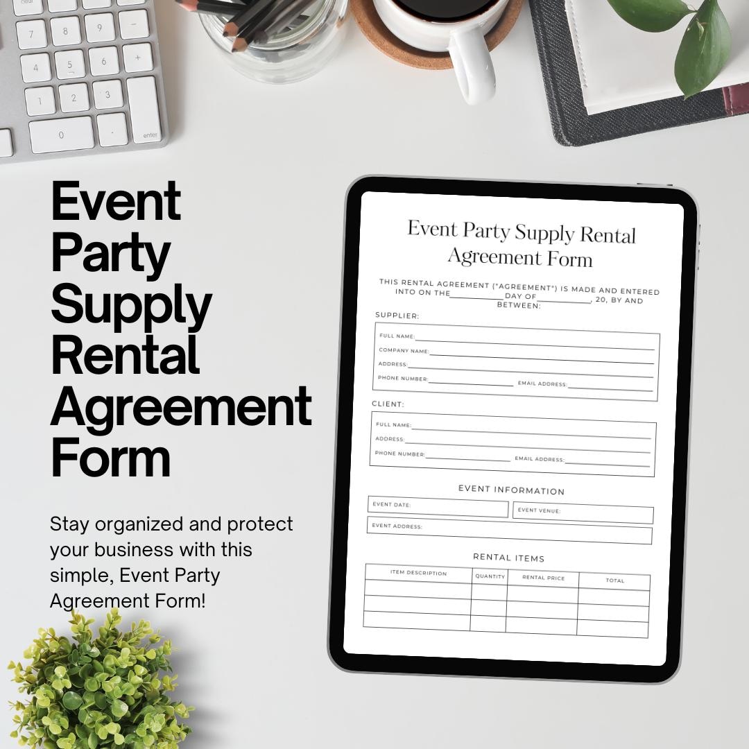 Event Party Supply Rental Agreement Form Templates. Rental Contracts ...