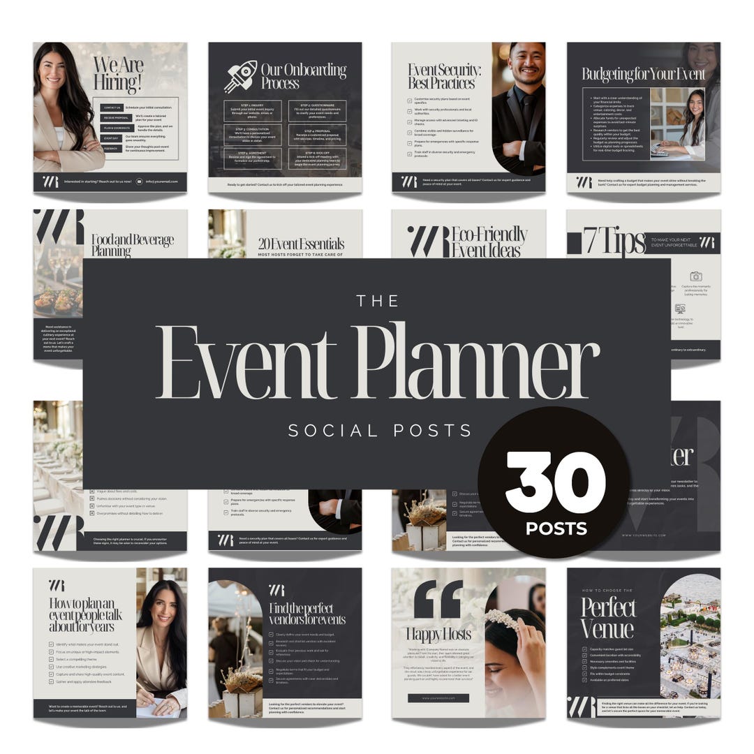 Event Planner Instagram Templates | Event Social Media Posts | Editable ...