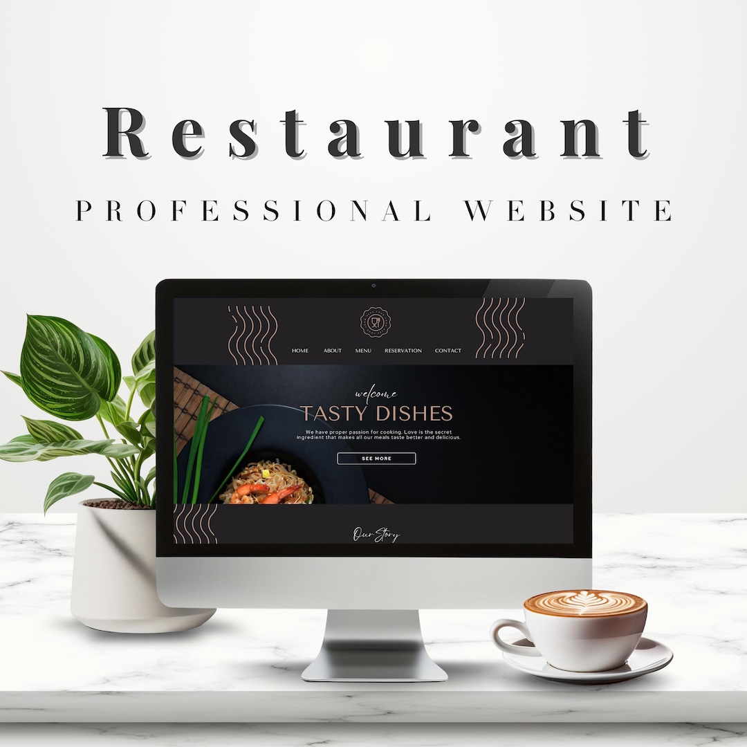 Editable Restaurant Website Template: Canva Food Business Design ...
