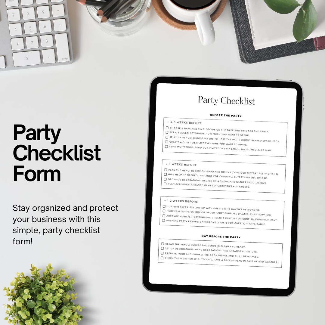 Party Checklist Form Template | Editable Business Agreement PDF ...