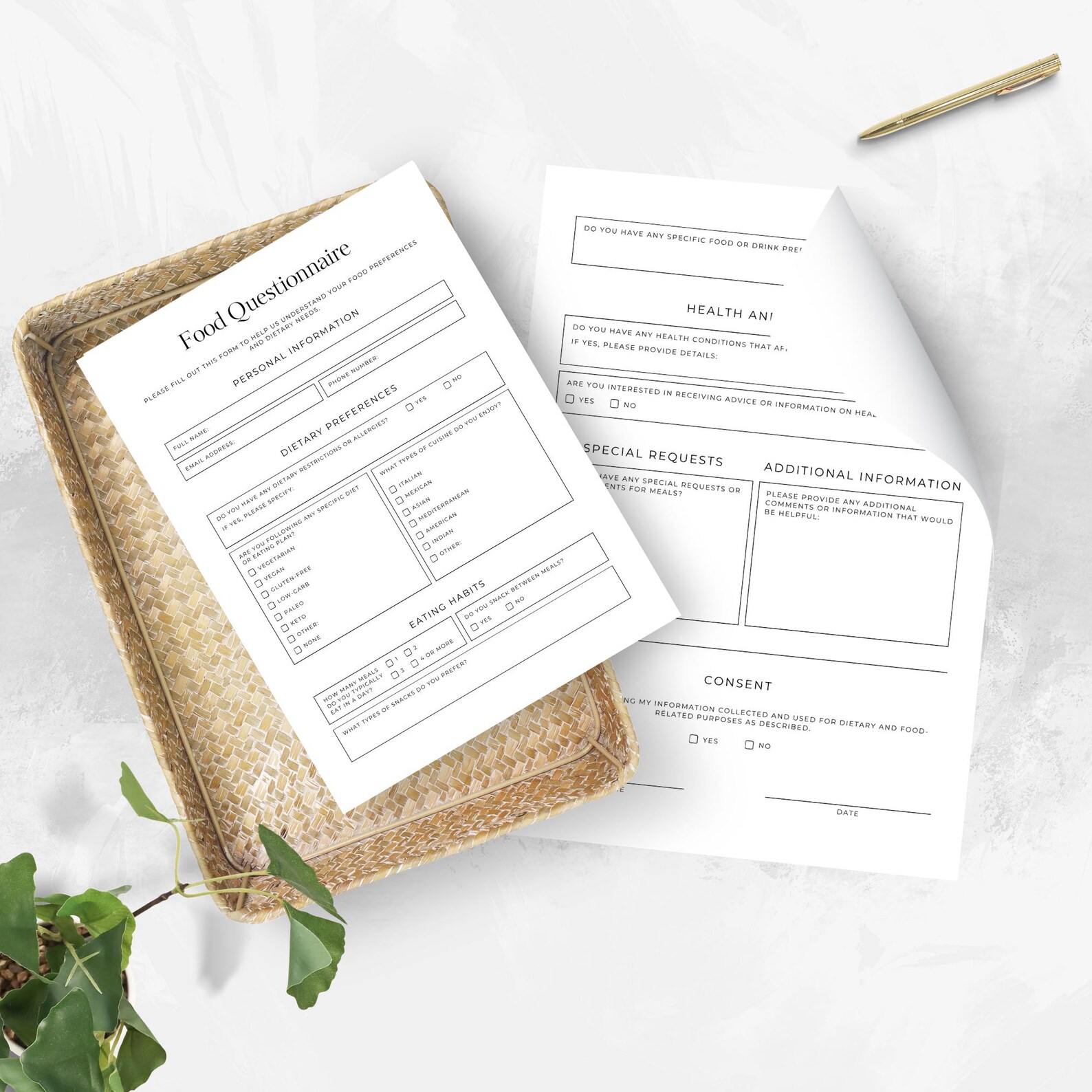 Food Questionnaire Form Template | Editable Business Agreement PDF ...