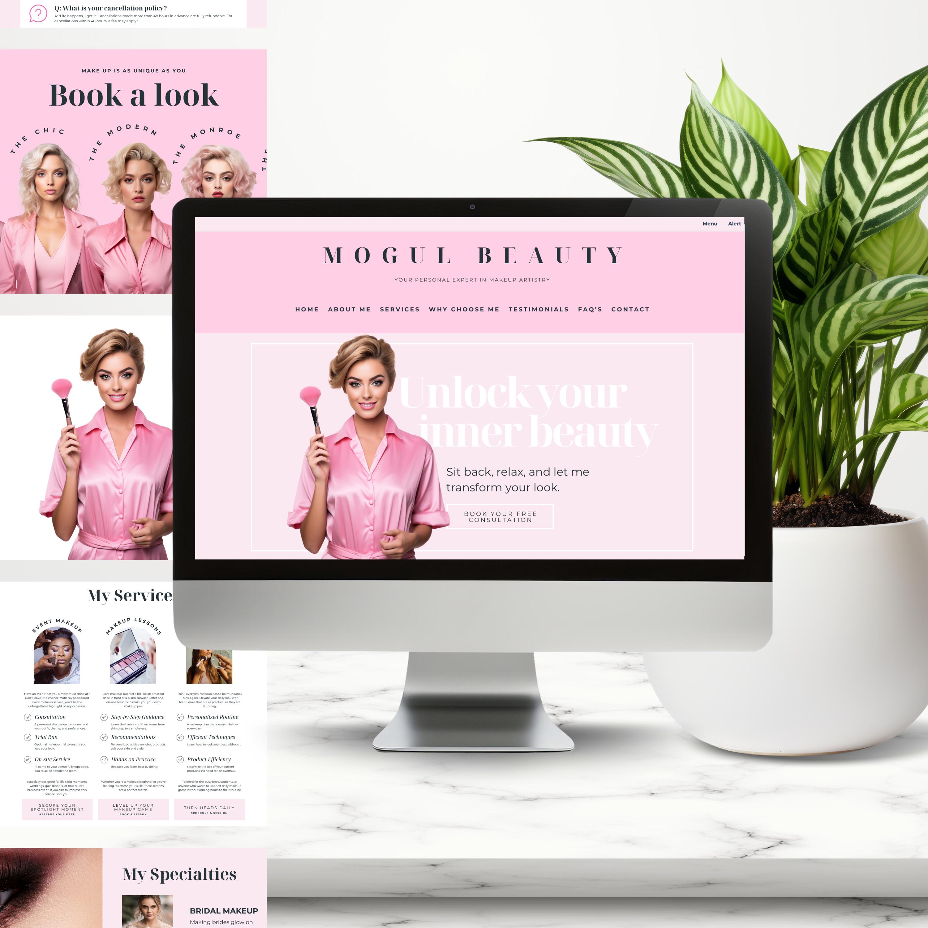 Canva Website Template for Makeup Artists – Pink Edition | Editable ...