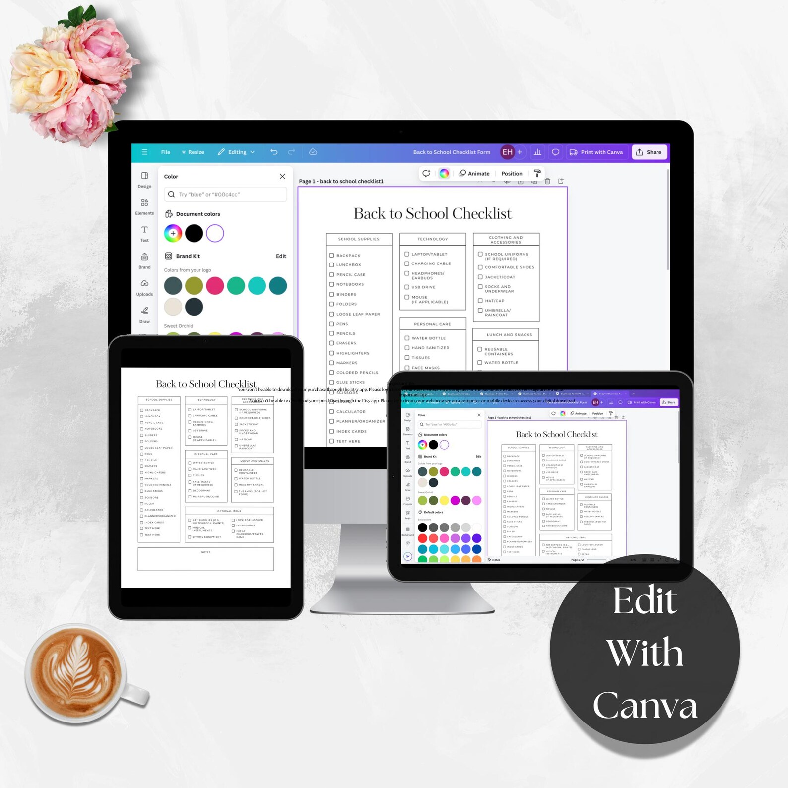 Back to School Checklist Form Template | Editable Business Agreement ...