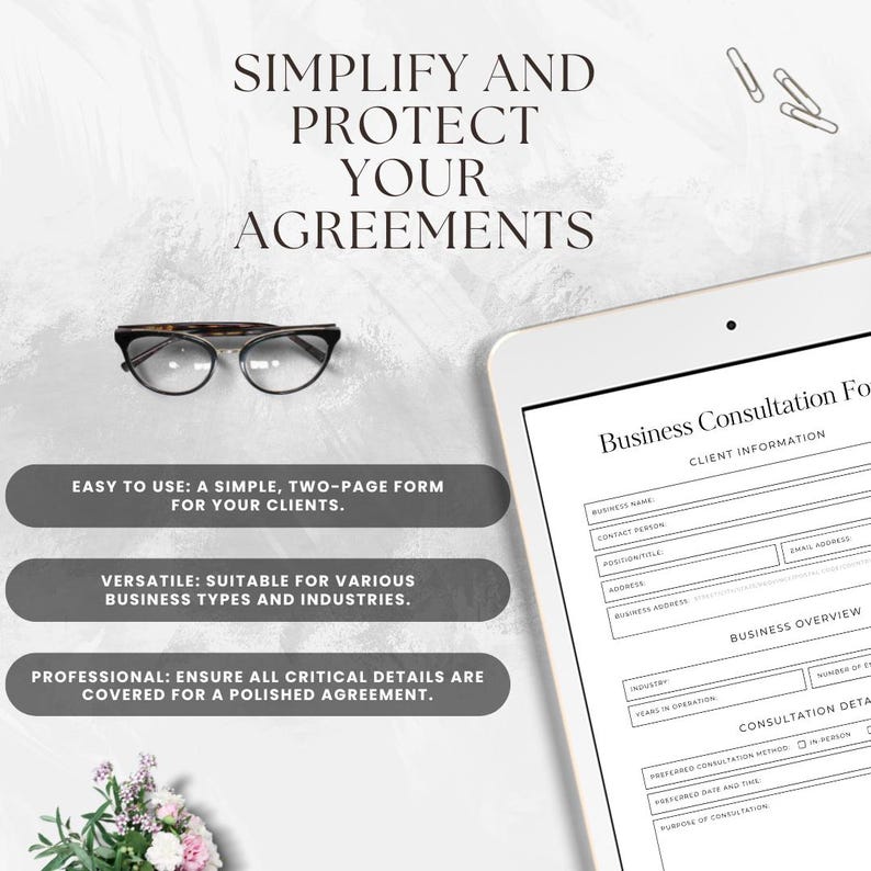 Business Consultation Form Template | Editable Business Agreement PDF ...