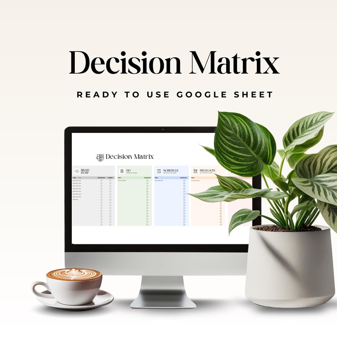 Decision Matrix Template | Google Sheets Tool + Editable Decision ...