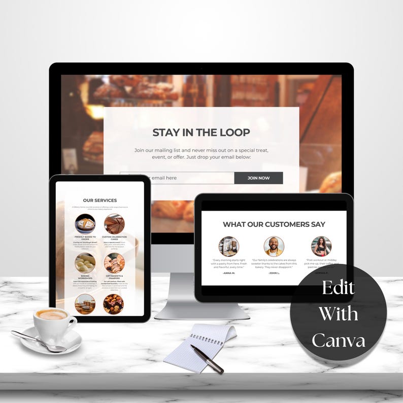 Bakery Website Template: Editable Canva Business Website - Etsy