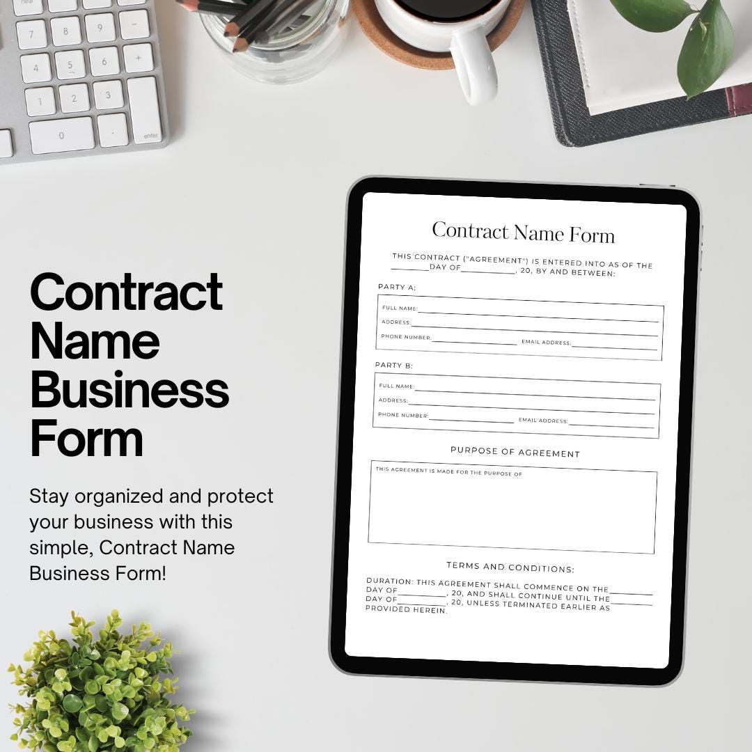 Contract Name Business Form Template | Editable Business Agreement PDF ...