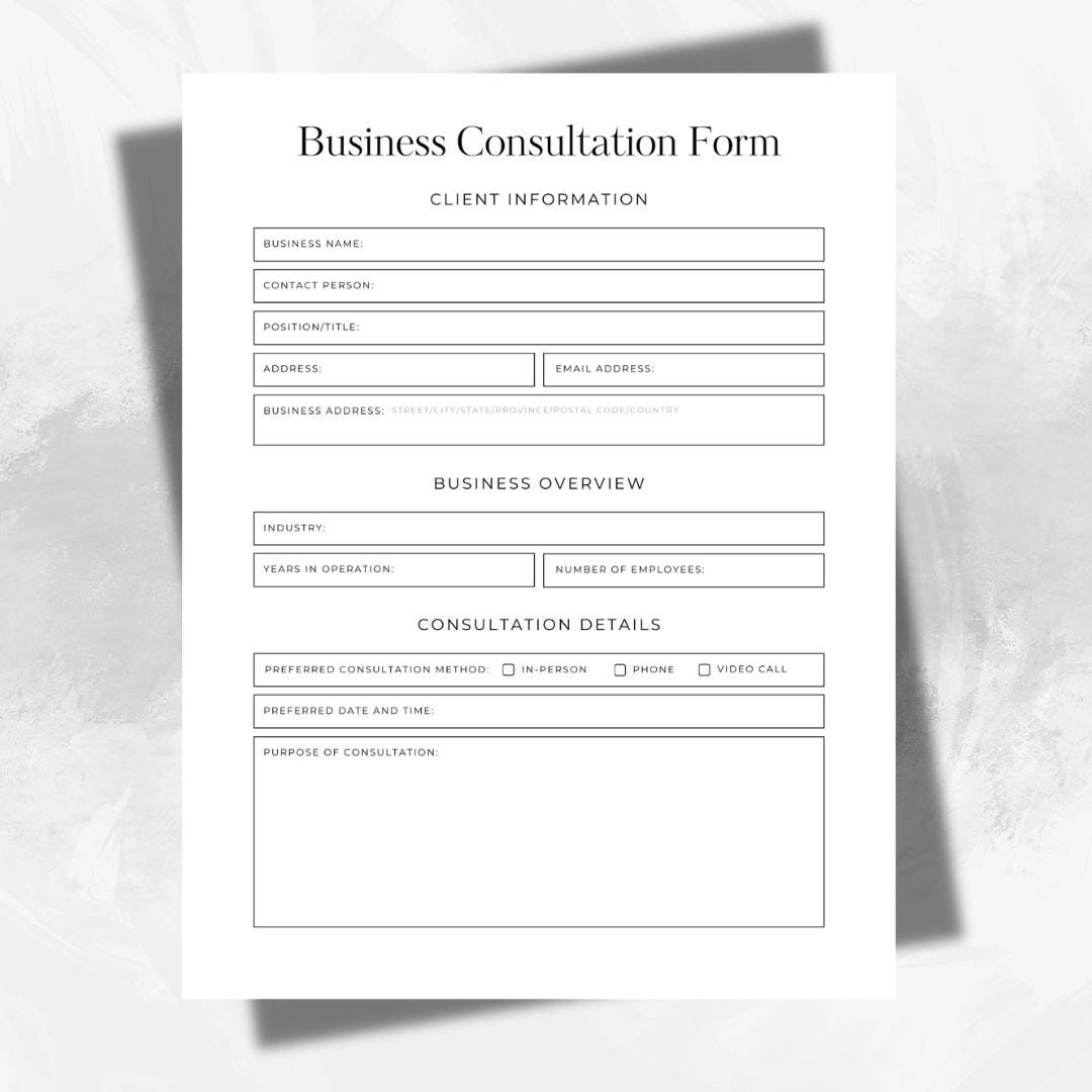 Business Consultation Form Template | Editable Business Agreement PDF ...