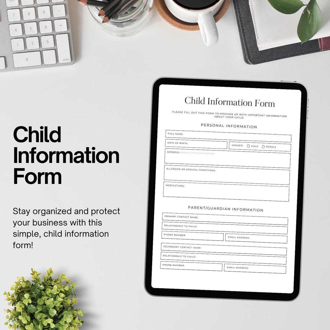 Child Information Form Template | Editable Business Agreement PDF ...