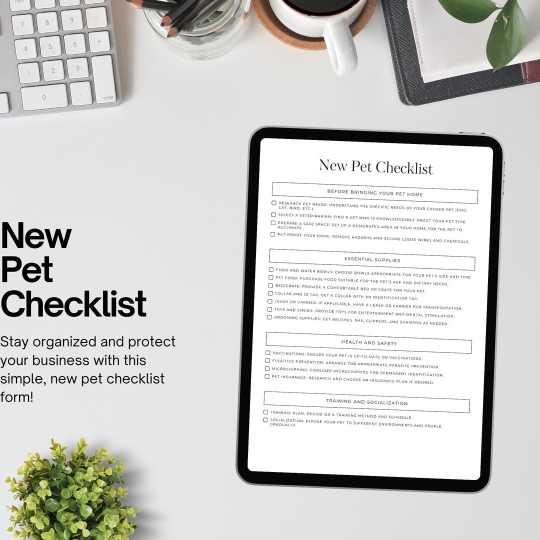 New Pet Checklist Form Template | Editable Business Agreement PDF ...
