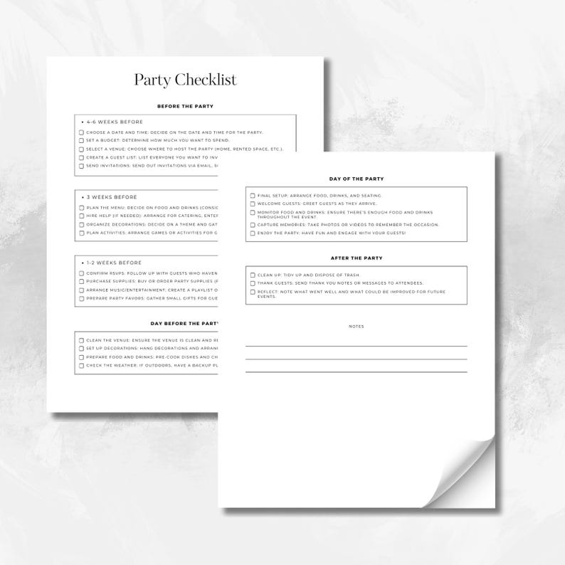 Party Checklist Form Template | Editable Business Agreement PDF ...
