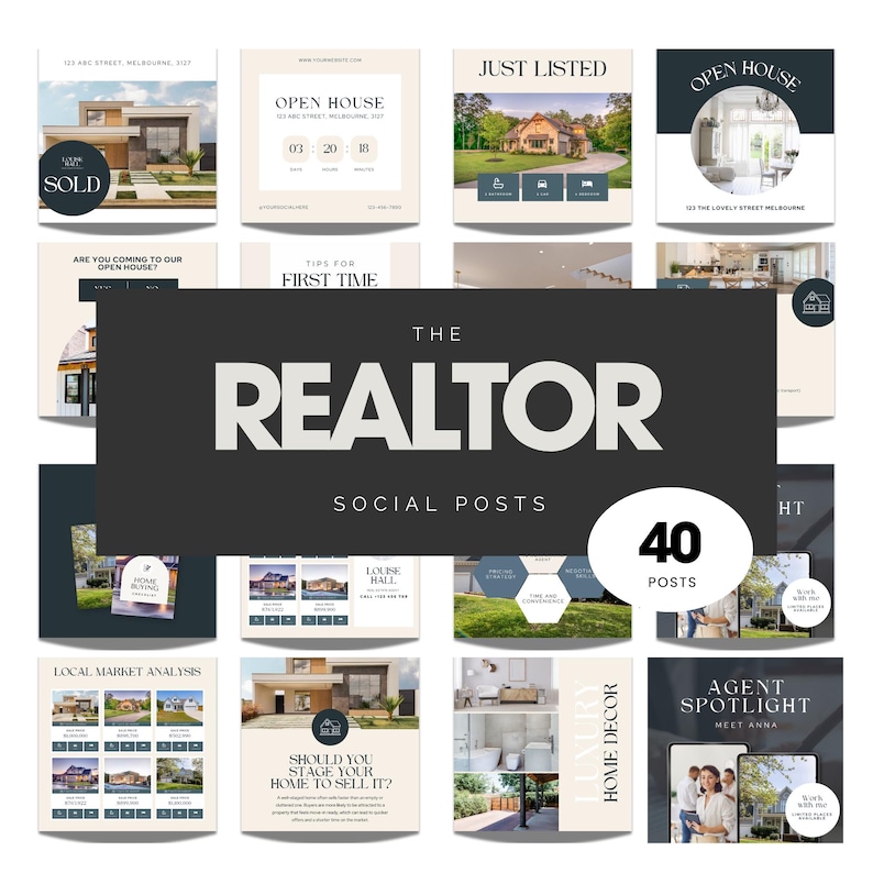 Realtor Instagram Templates | Real Estate Social Media Posts | Editable ...