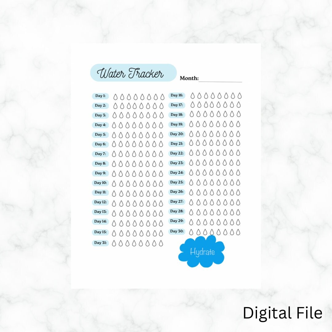 Water Tracker Journal Digital File Printable - Etsy