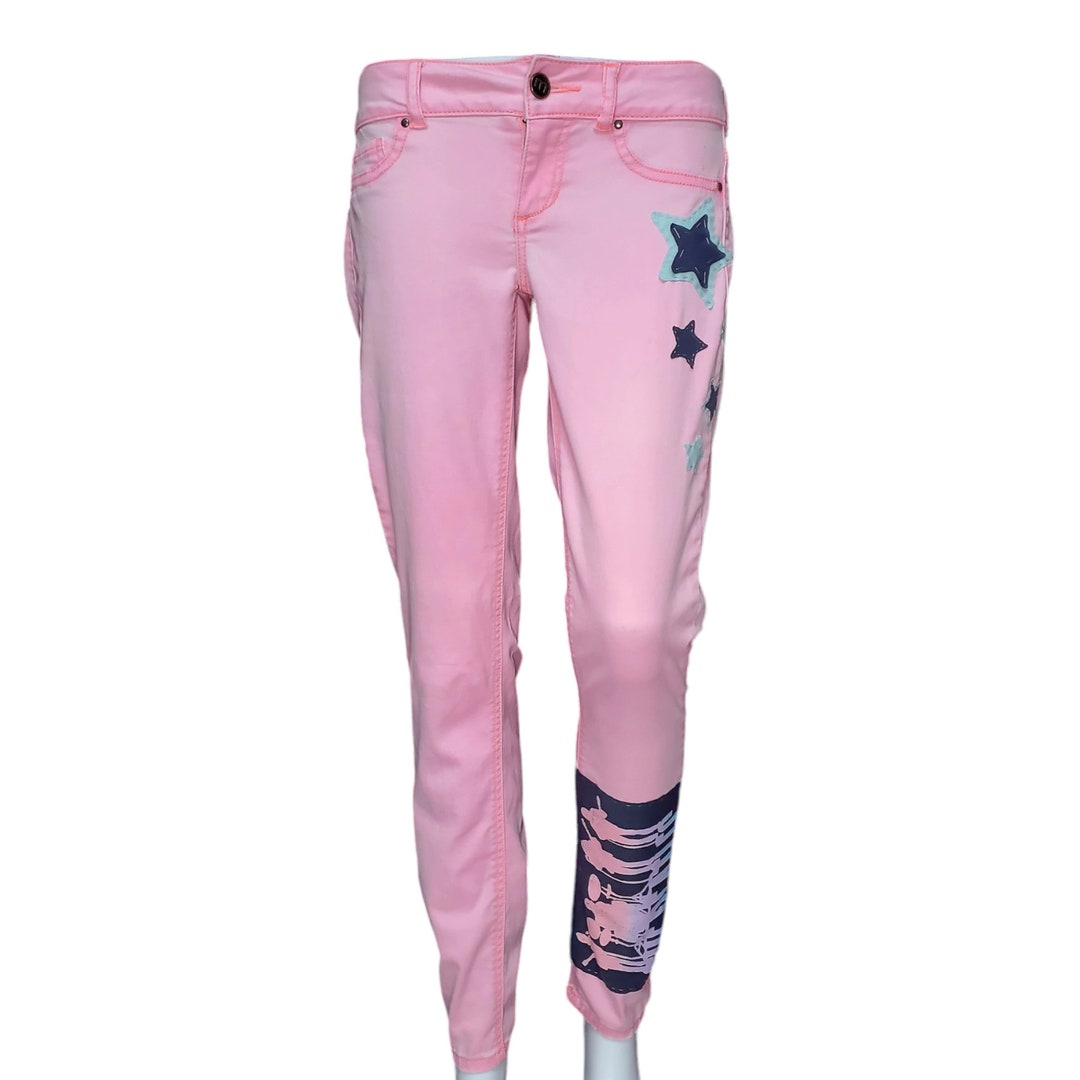 The Beatles Upcycled Reworked Pink Skinny Jeans One of A Kind - Etsy