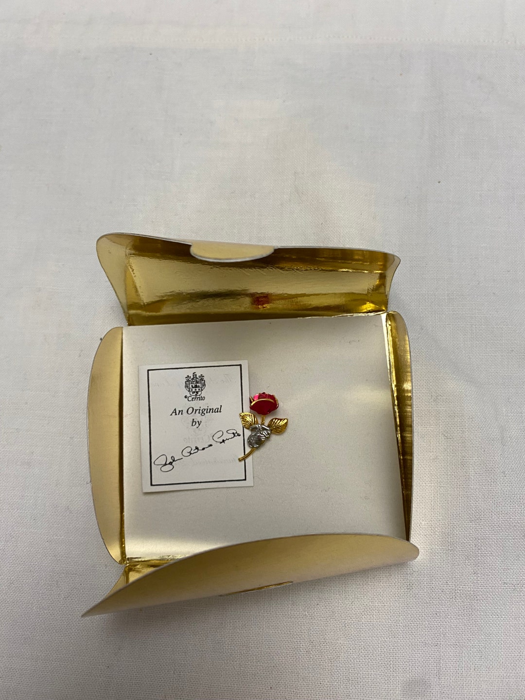 Vintage Signed Delicate Symbol of Love Cerrito Rose Brooch Pin in ...