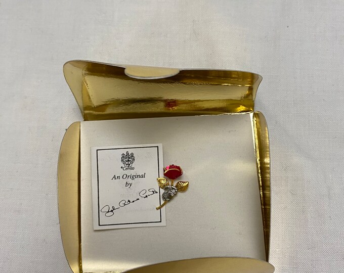 Vintage Signed Delicate Symbol of Love Cerrito Rose Brooch Pin in ...