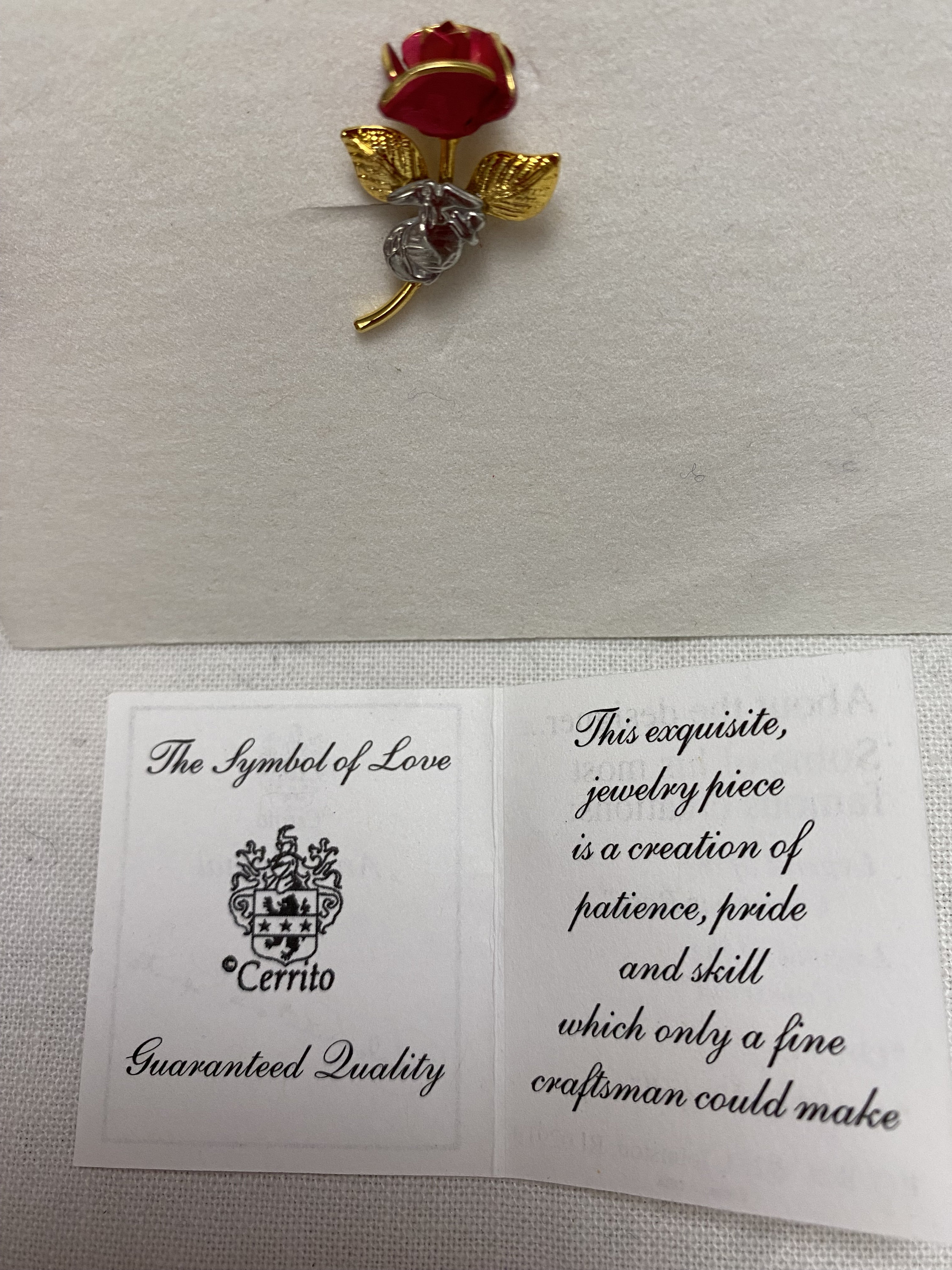 Vintage Signed Delicate Symbol of Love Cerrito Rose Brooch Pin in ...