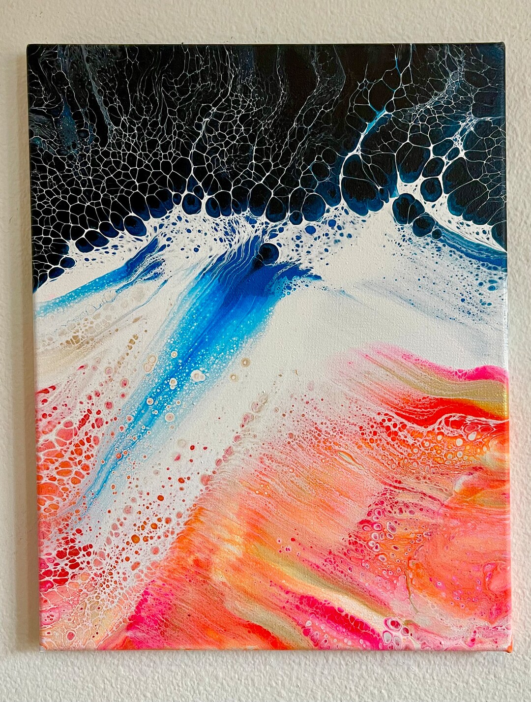 Fluorescent UV Ocean Abstract Modern Pour Painting Acrylic Art - Etsy