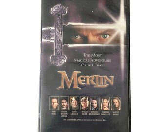 Merlin 1998 VHS Movie, Sam Neill, Martin Short, Used VHS Tape Clamshell ...