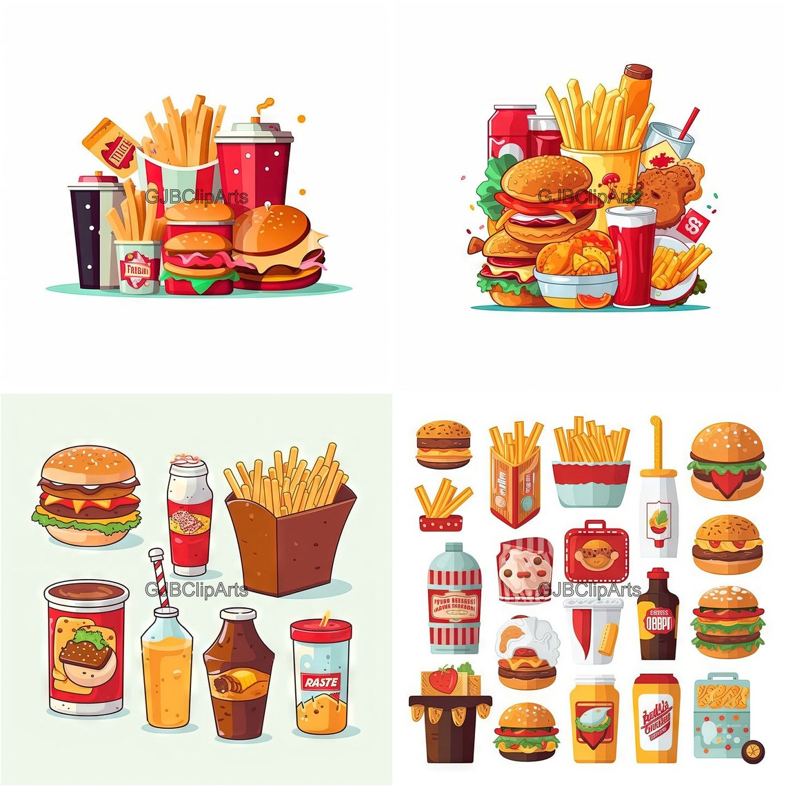 Junk Food Flat Design Vector Clipart, , Journaling Workbook, Scrapbooks ...