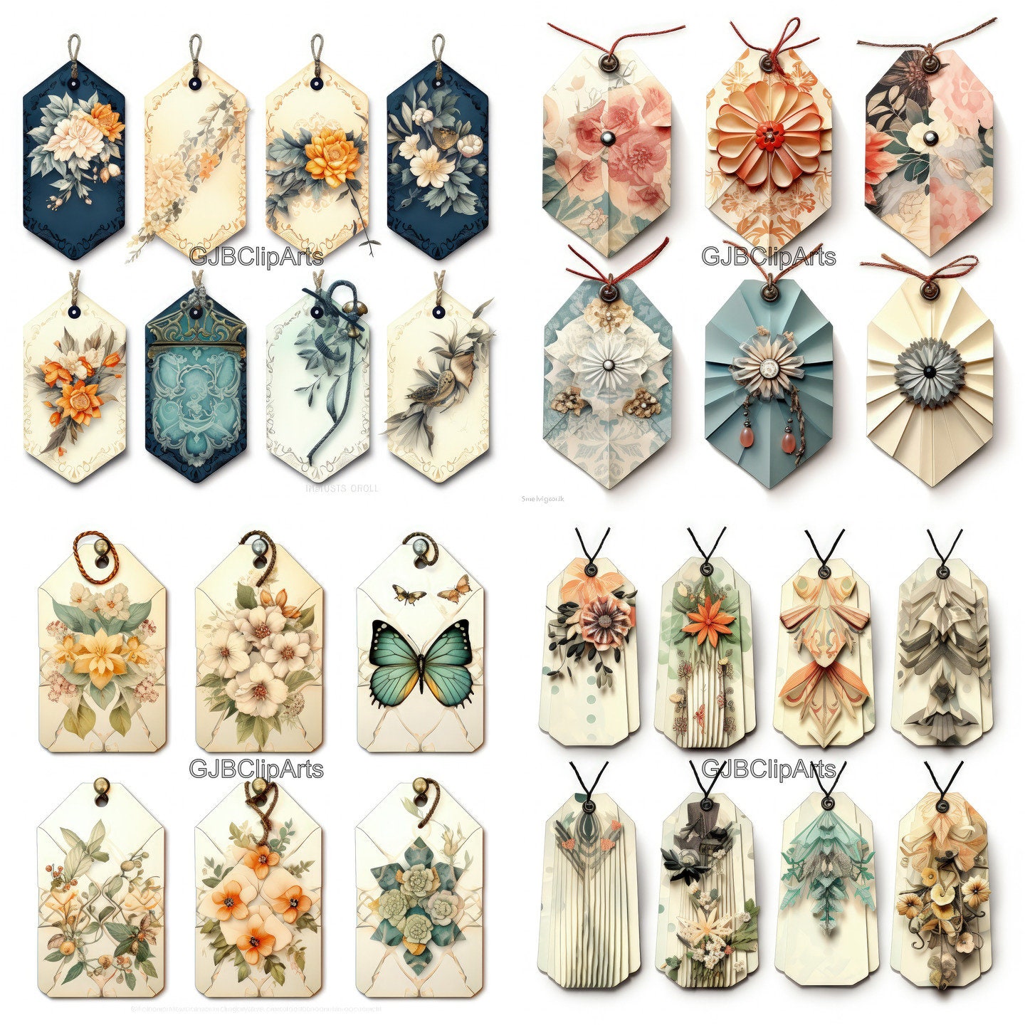 Origami Ornamental Tag Clipart Butterfly Clipart Paper Plane - Etsy