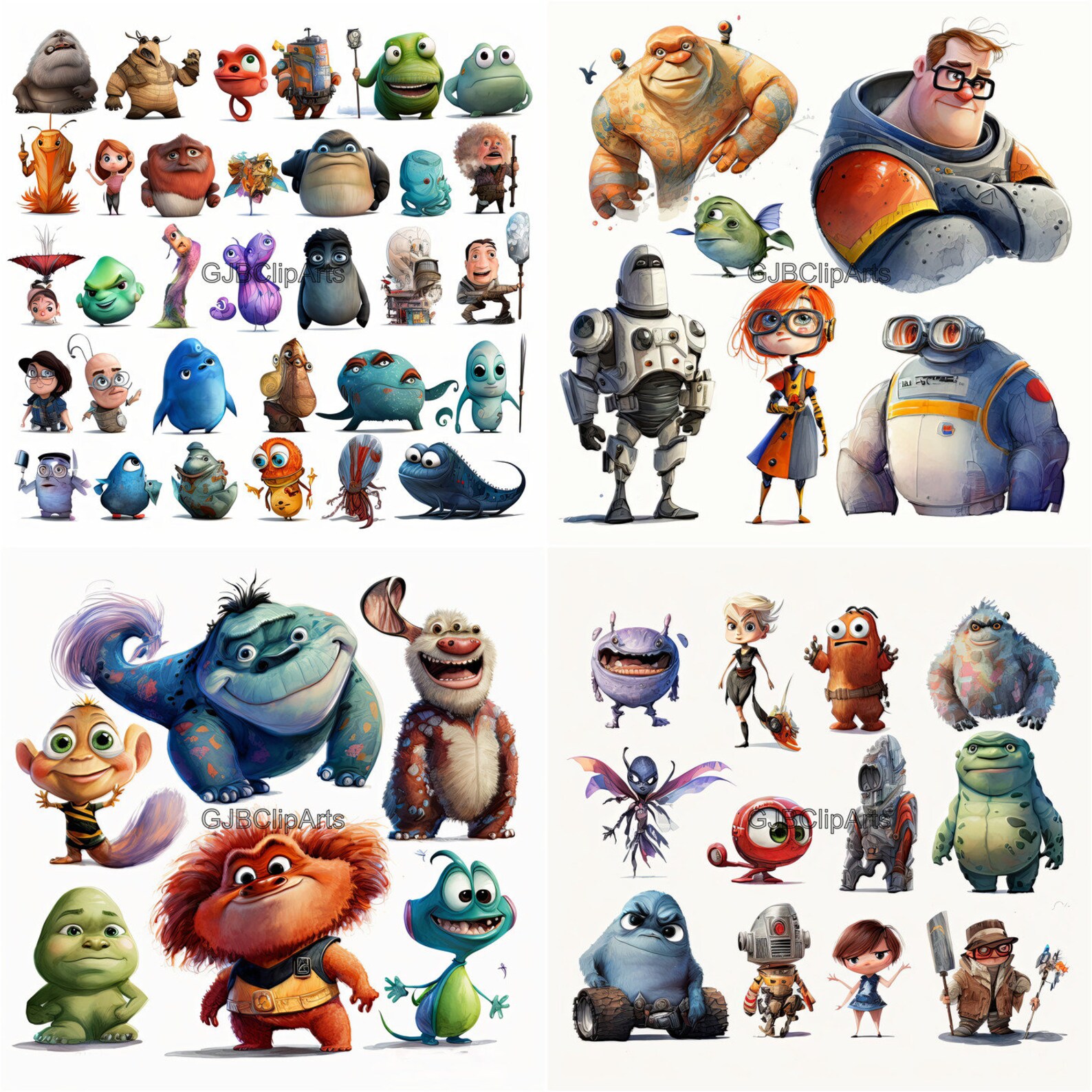 Glorious Characters Collection on White Background: Colorful and ...