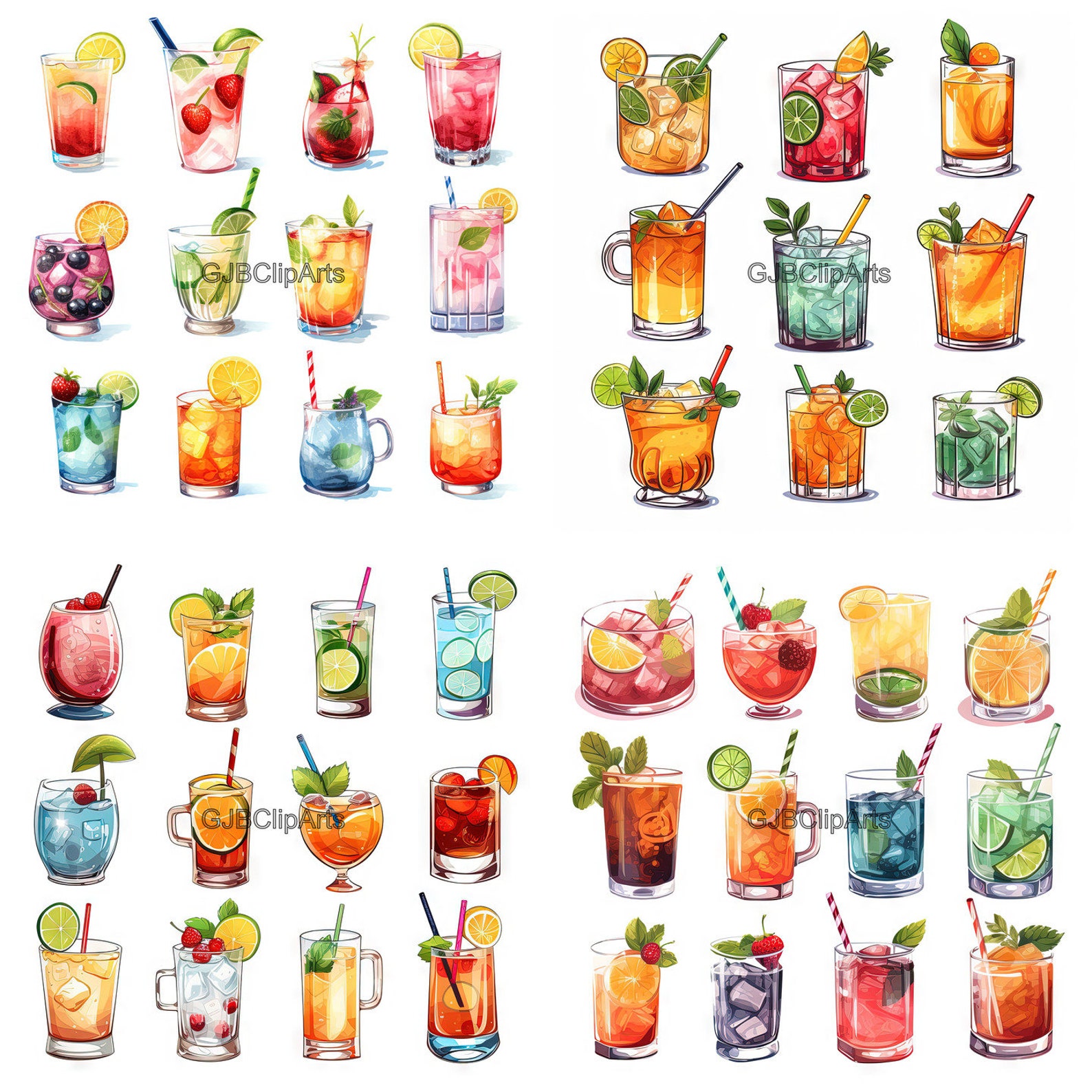 Cocktail Clipart Digital Stickers Digital Clipart Printable - Etsy