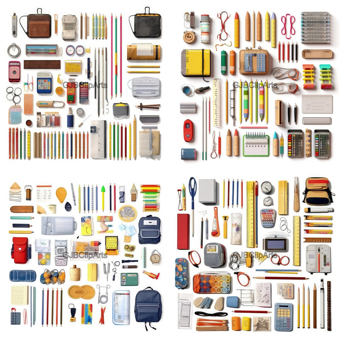 School Supplies Clipart, Pencil Clipart, Notebook Clipart, Junk Journal ...