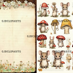 Cute Mice Lined Page Clipart, Empty Journal Page With a Border ...
