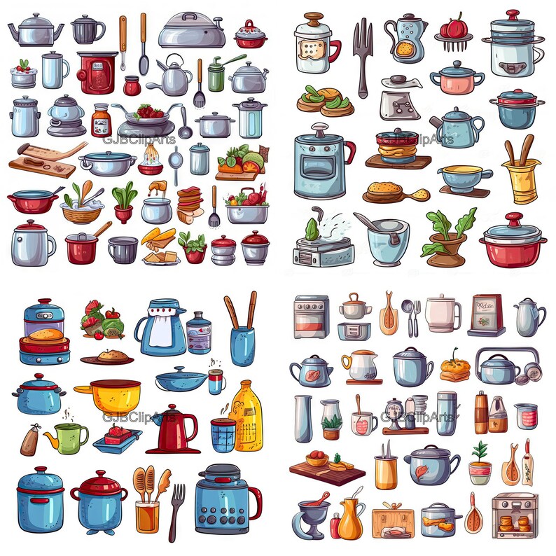 Kitchen Clipart Digital Stickers, Digital Clipart, Printable Stickers ...